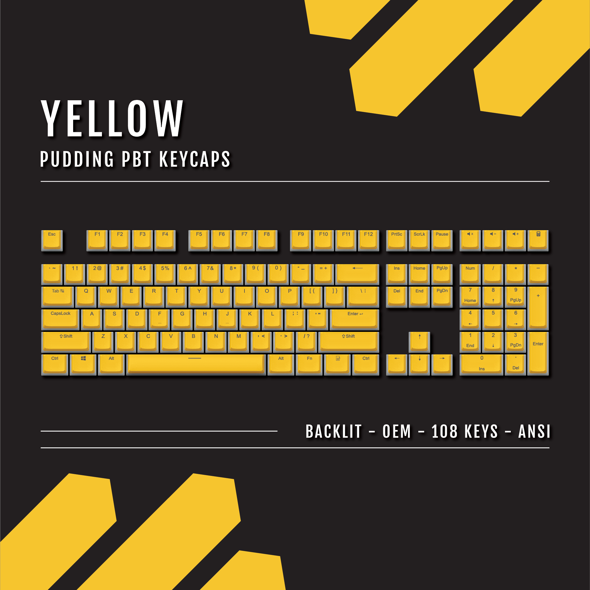 Yellow Backlit PBT Pudding Keycaps – Krome Keycaps LTD