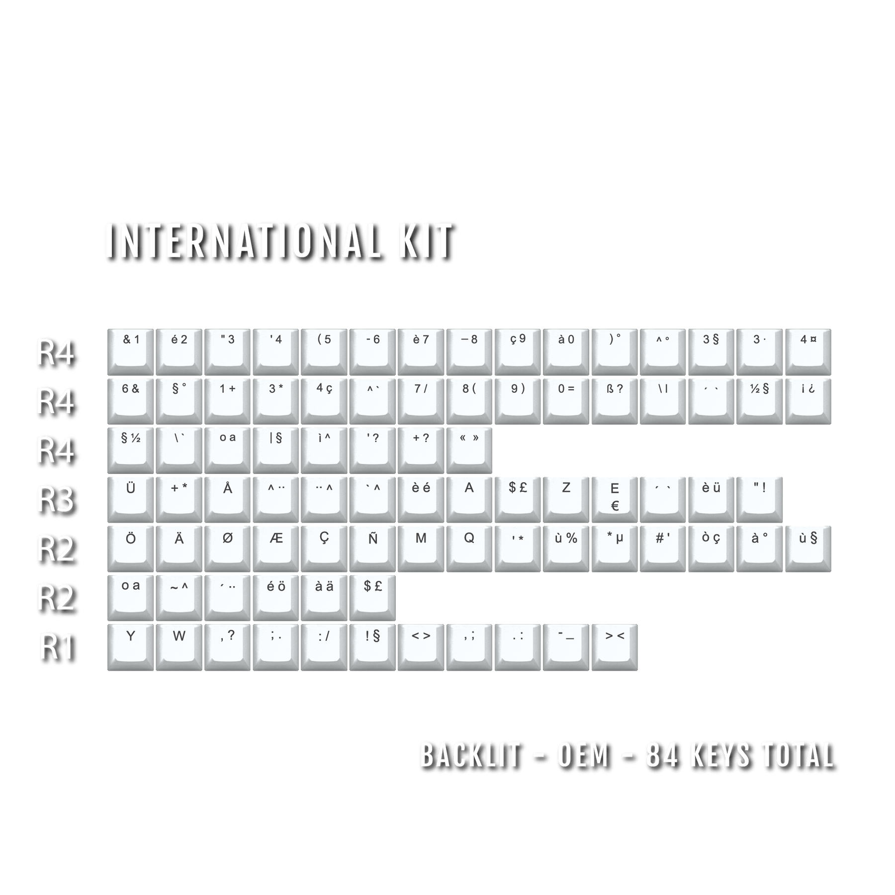 White International ABS Keycap Conversion Kit – Krome Keycaps LTD