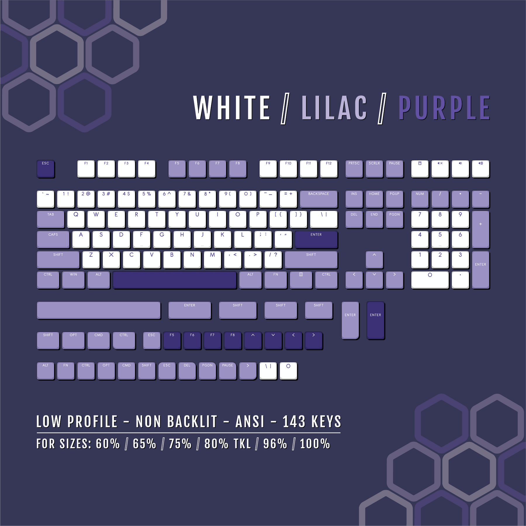 White/Lilac/Purple Low Profile PBT Keycaps – Krome Keycaps LTD