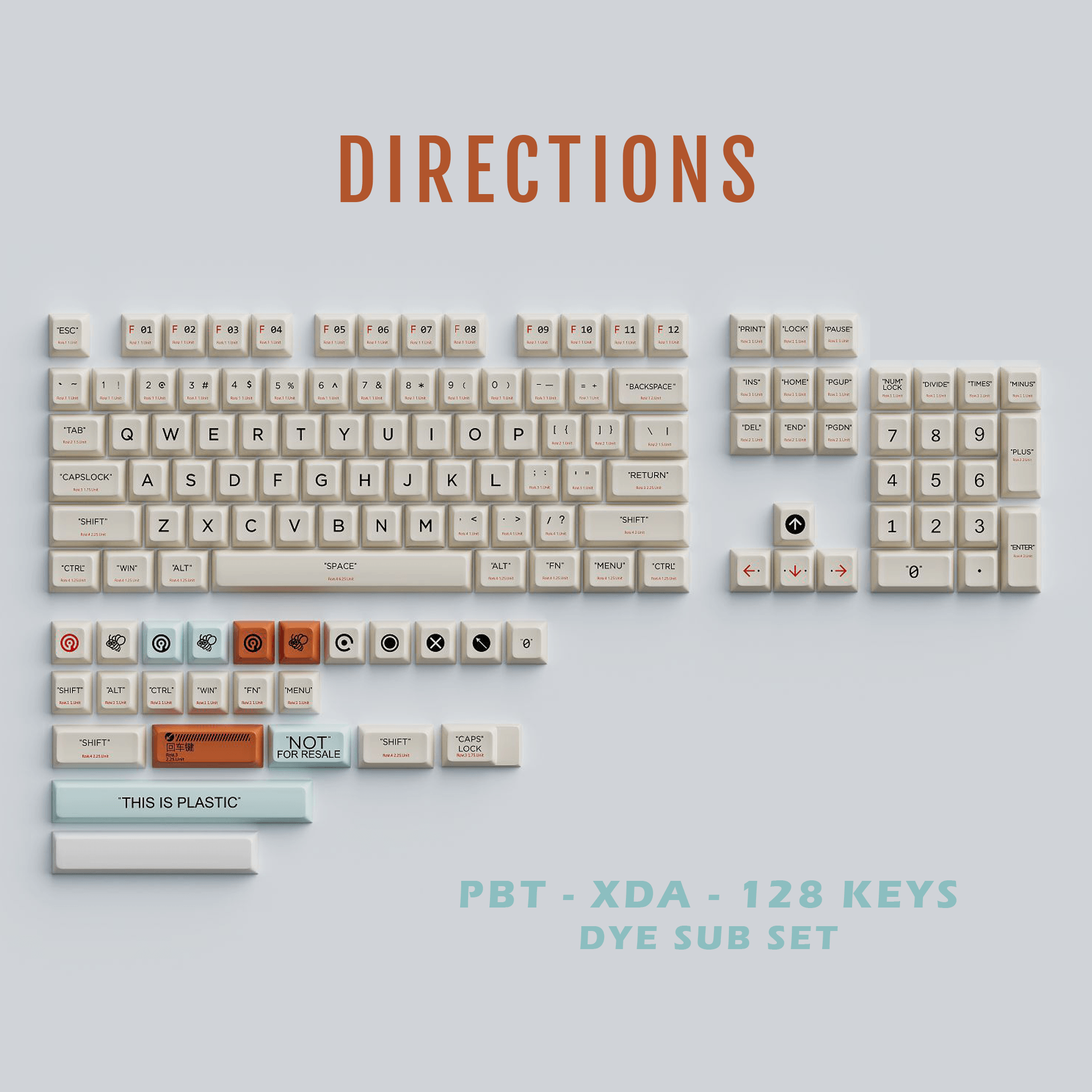 Directions - XDA - 128 Keycaps – Krome Keycaps LTD