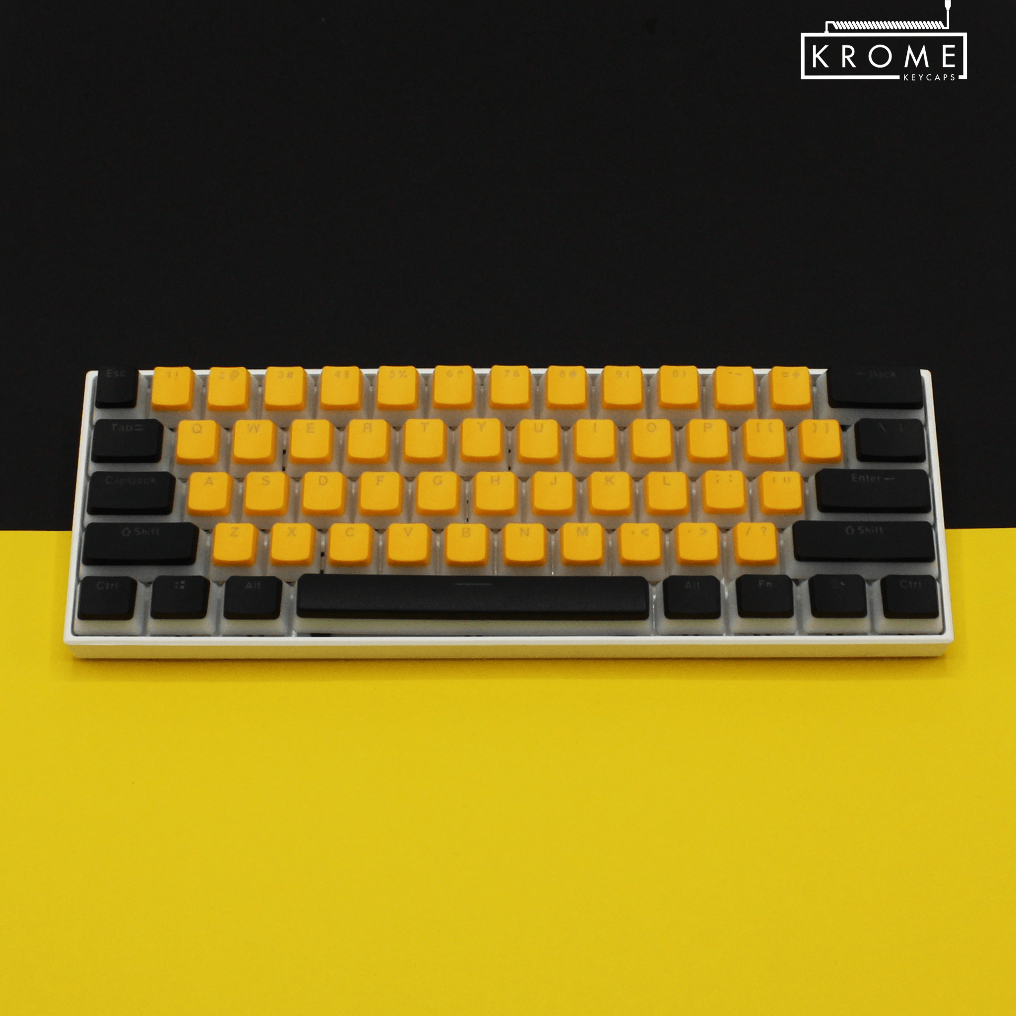 ISO/ANSI - Pudding Black & Yellow PBT Keycaps – Krome Keycaps LTD