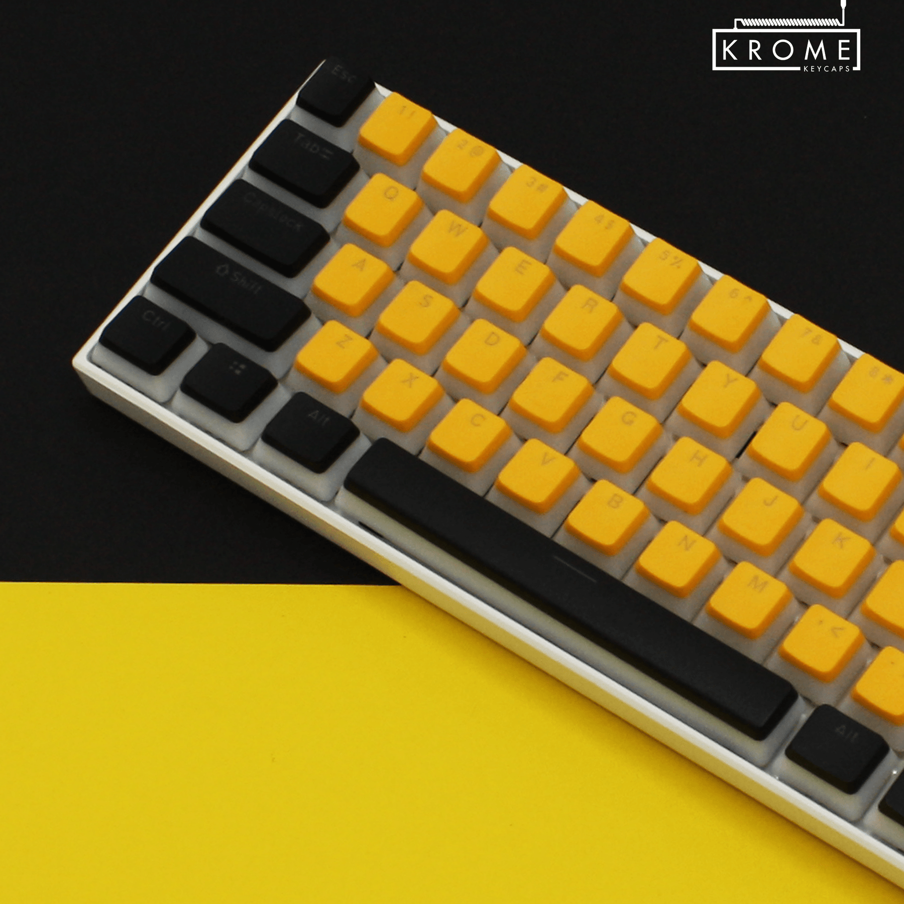 ISO/ANSI - Pudding Black & Yellow PBT Keycaps – Krome Keycaps LTD