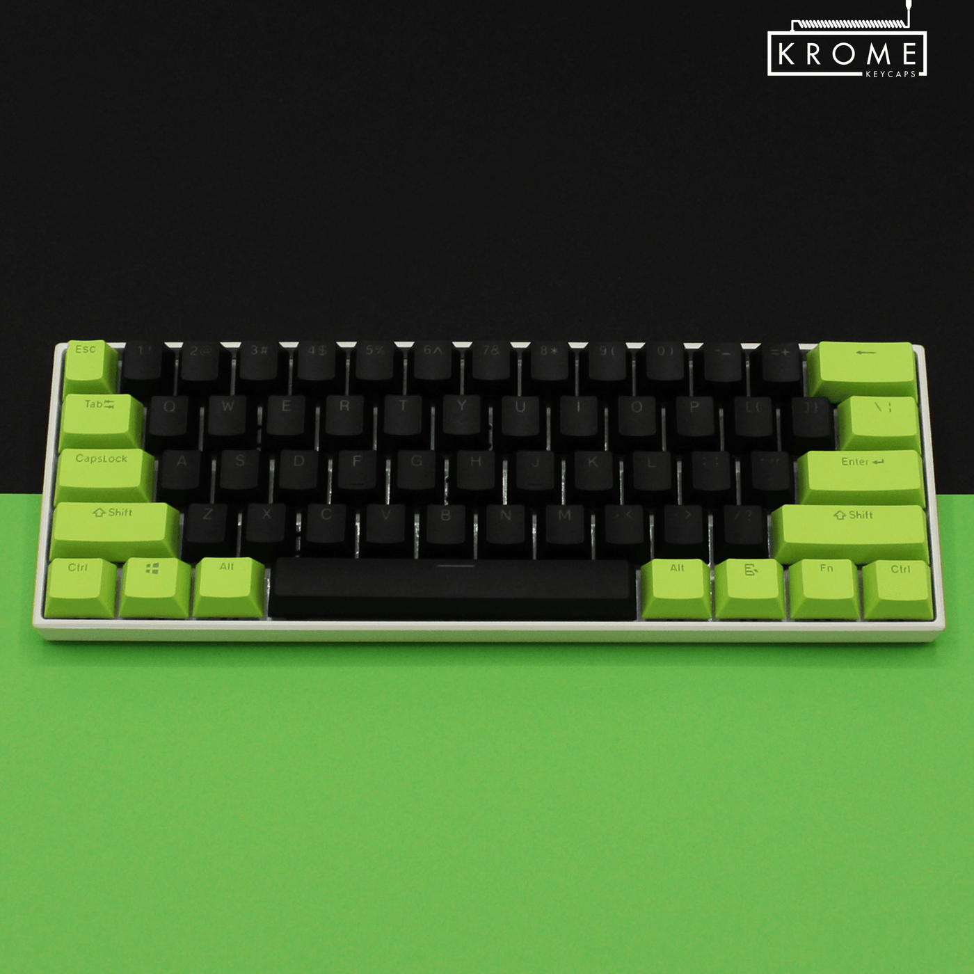 ISO/ANSI - Standard Black & Green PBT Keycaps – kromekeycaps