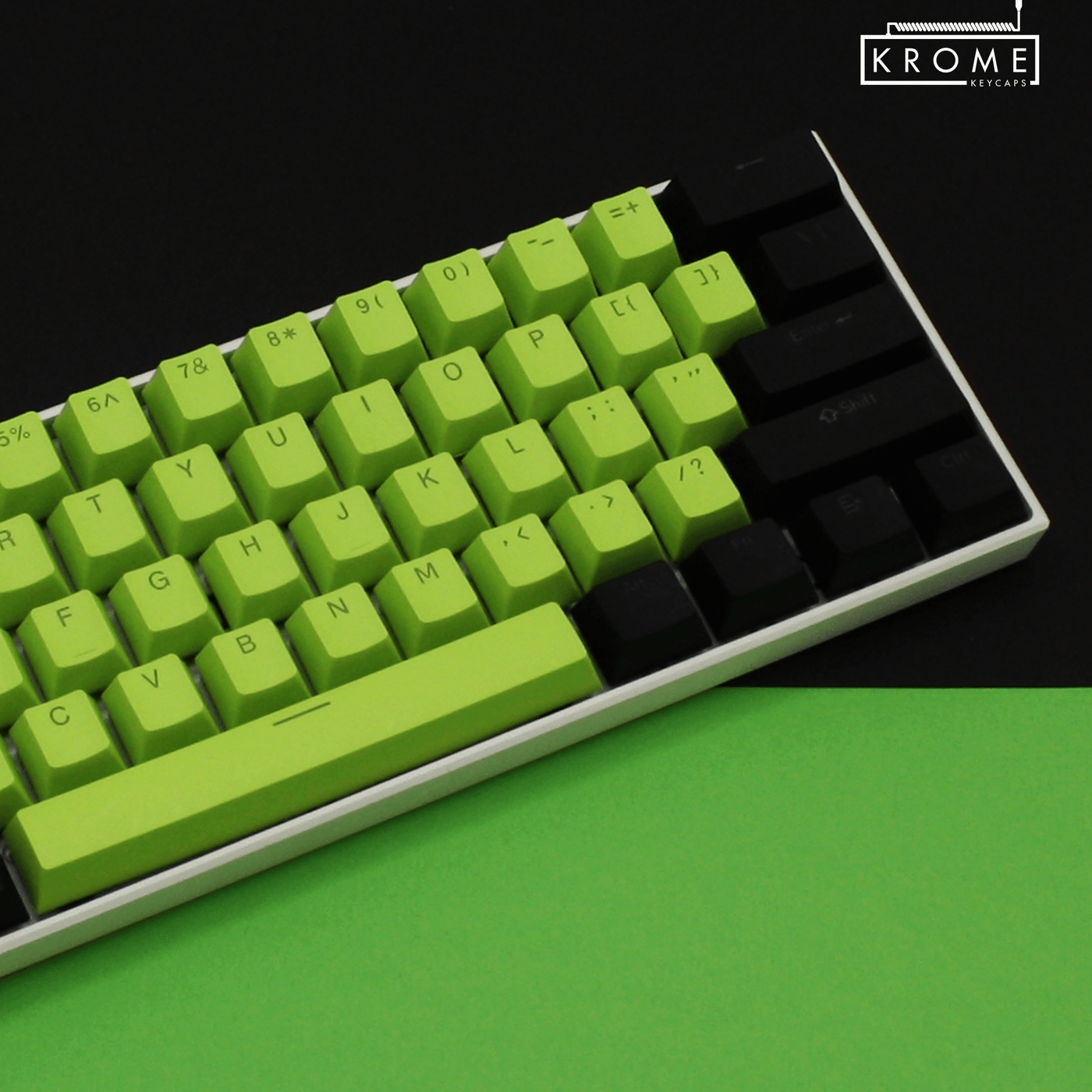 ISO/ANSI - Standard Black & Green PBT Keycaps – kromekeycaps