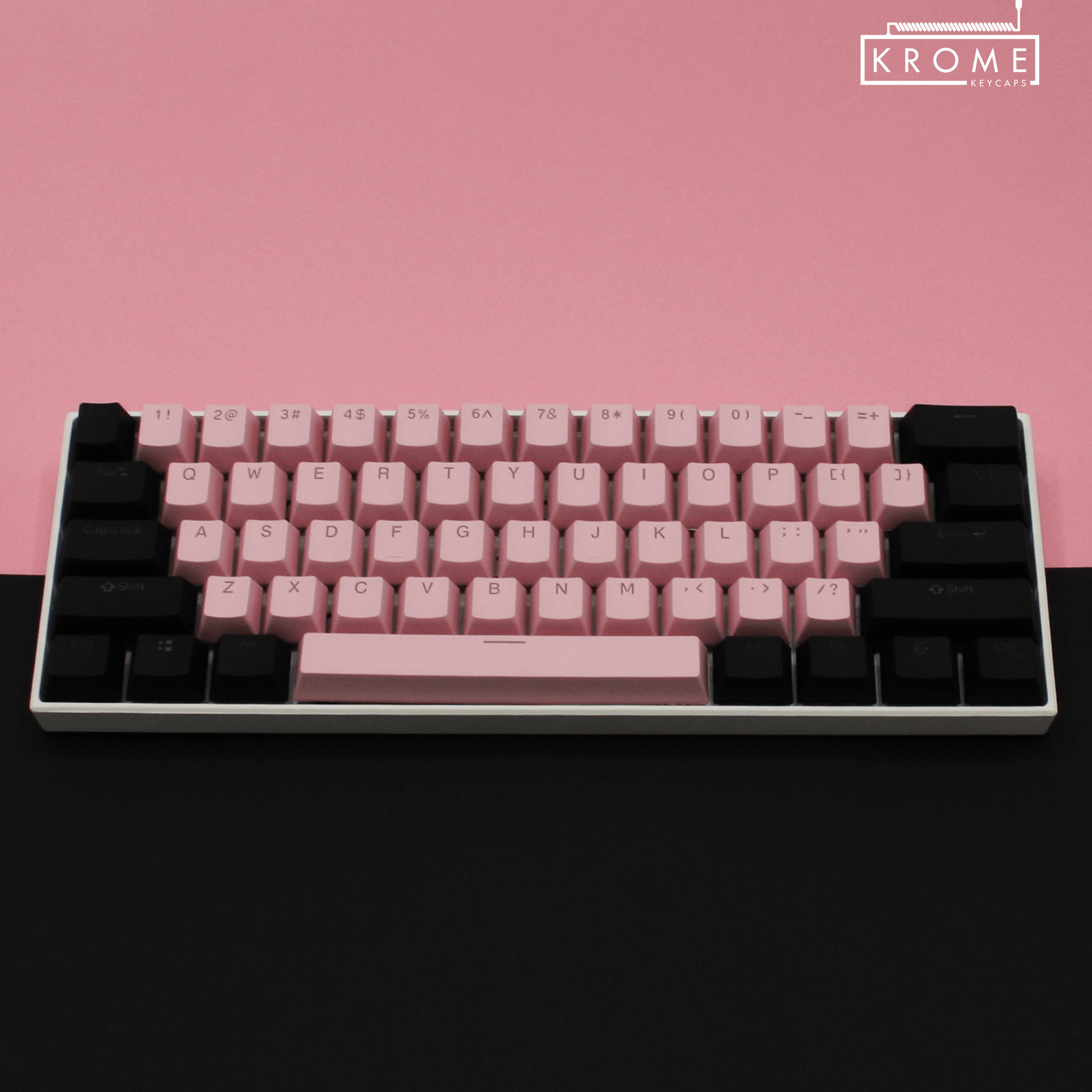 ISO/ANSI - Standard Black & Light Pink PBT Keycaps – Krome Keycaps LTD