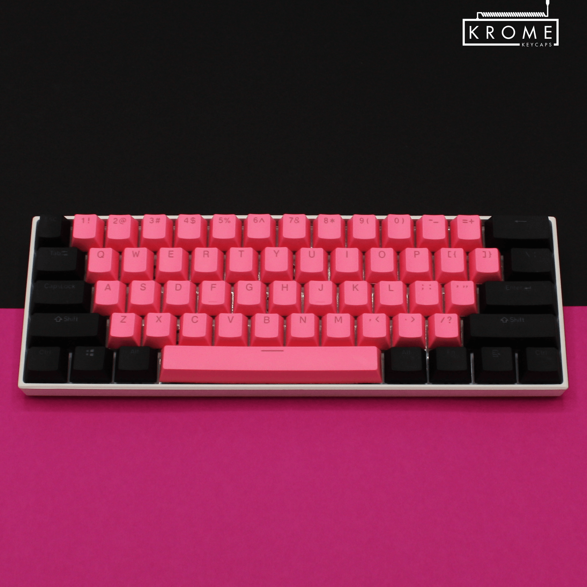 ISO/ANSI - Standard Black & Pink PBT Keycaps – Krome Keycaps LTD