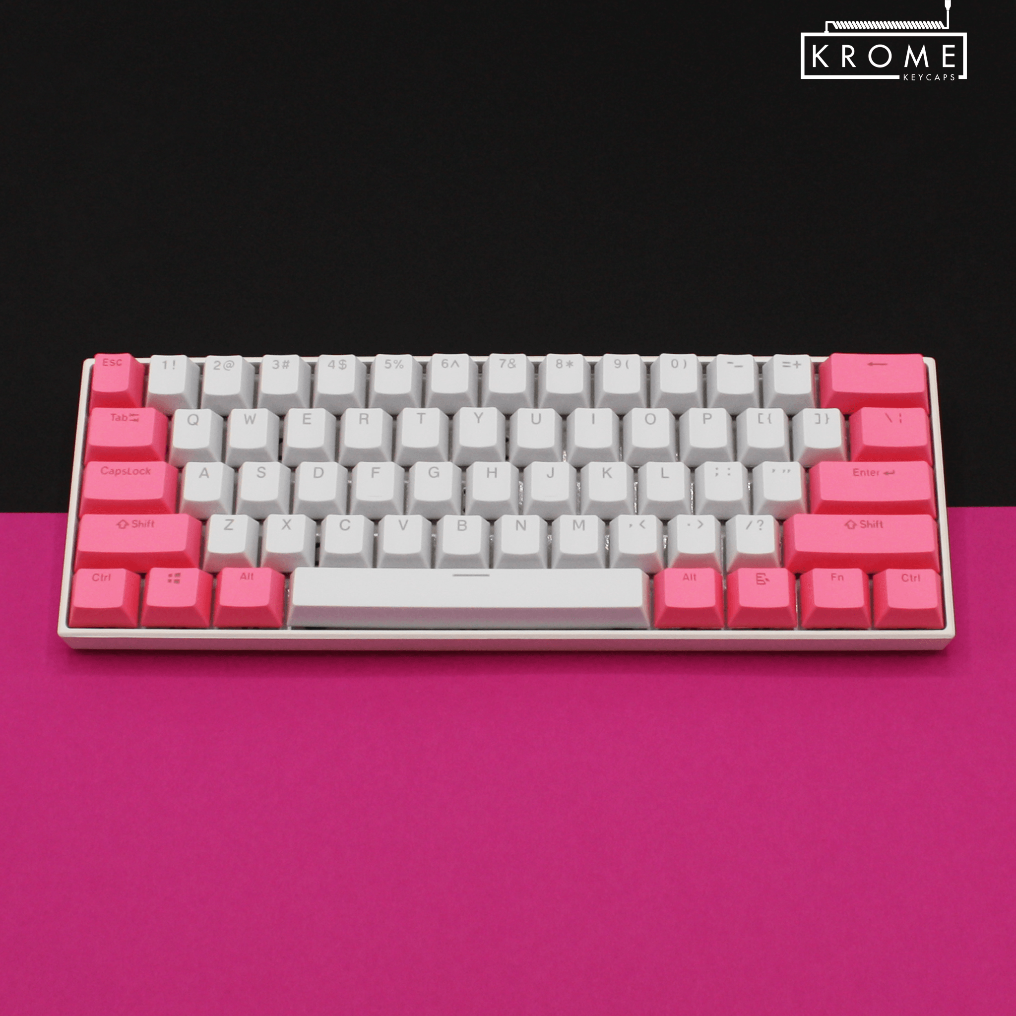ISO/ANSI - Standard White & Pink PBT Keycaps – Krome Keycaps LTD