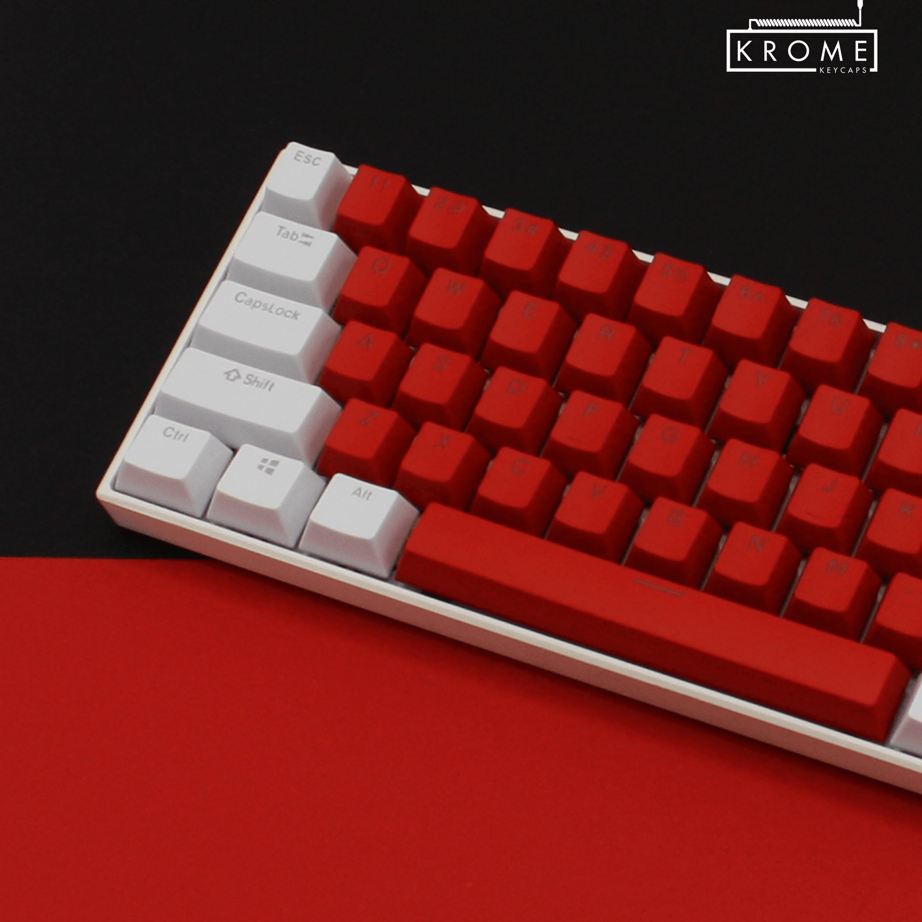 ISO/ANSI - Standard White & Red PBT Keycaps – Krome Keycaps LTD