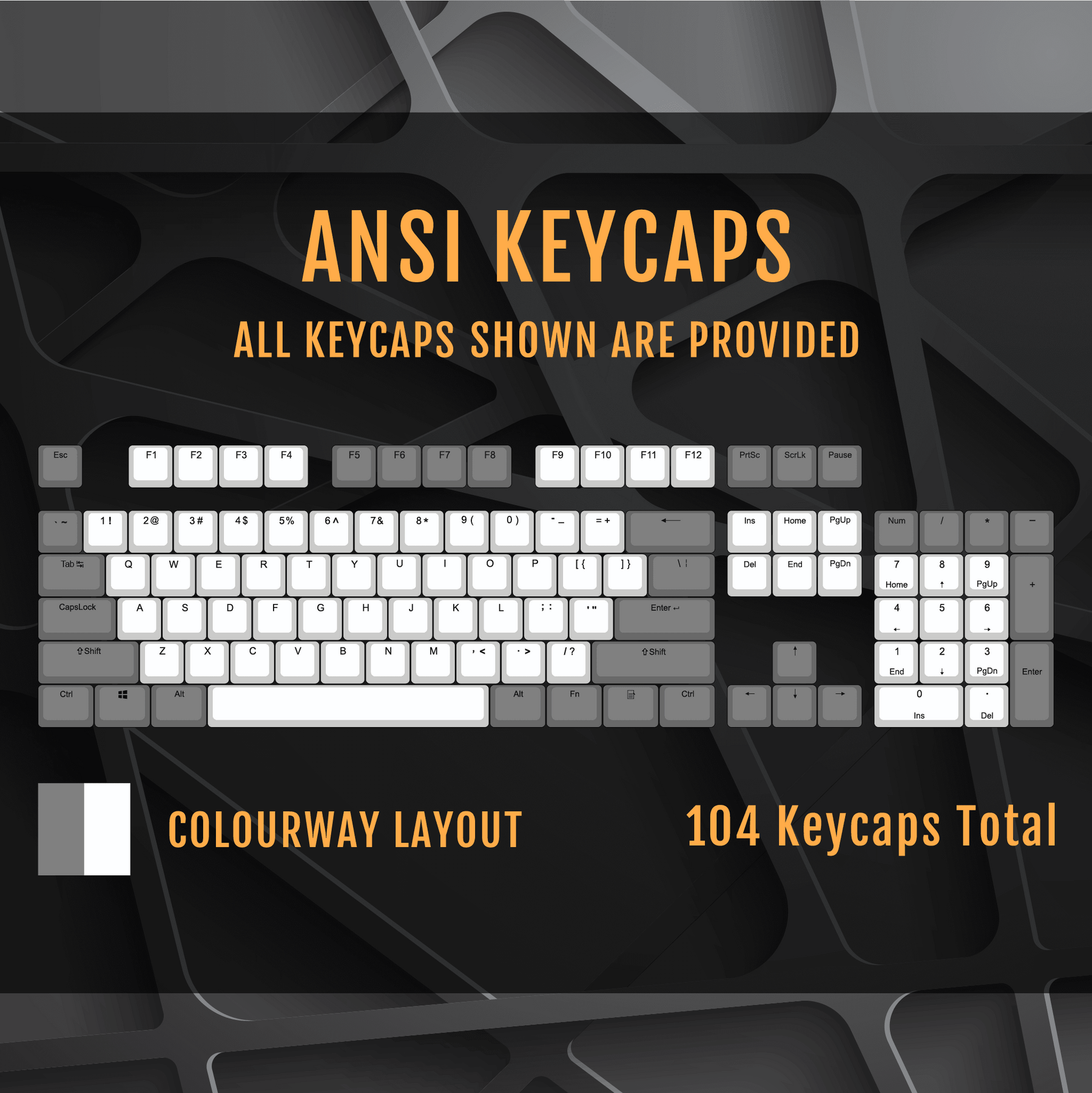 ISO/ANSI - Standard Black & Orange PBT Keycaps – Krome Keycaps LTD
