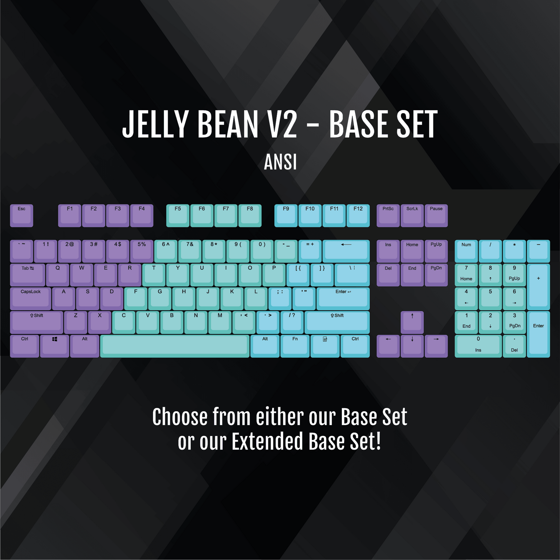 ISO/ANSI - Jelly Bean V2 - Teal / Blue / Purple / White PBT Keycaps ...